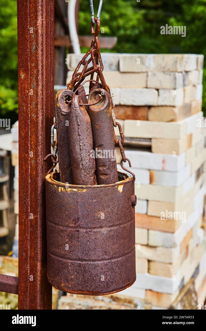 Rustic Counterweight System with Chain in Outdoor Setting Stock Photo ...