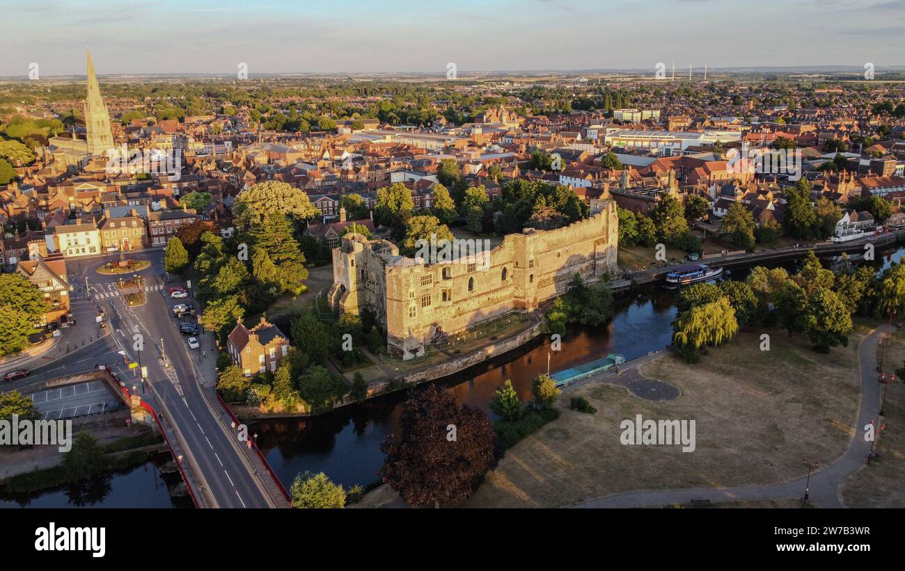 Aerial view of the Newark on Trent Stock Photo - Alamy