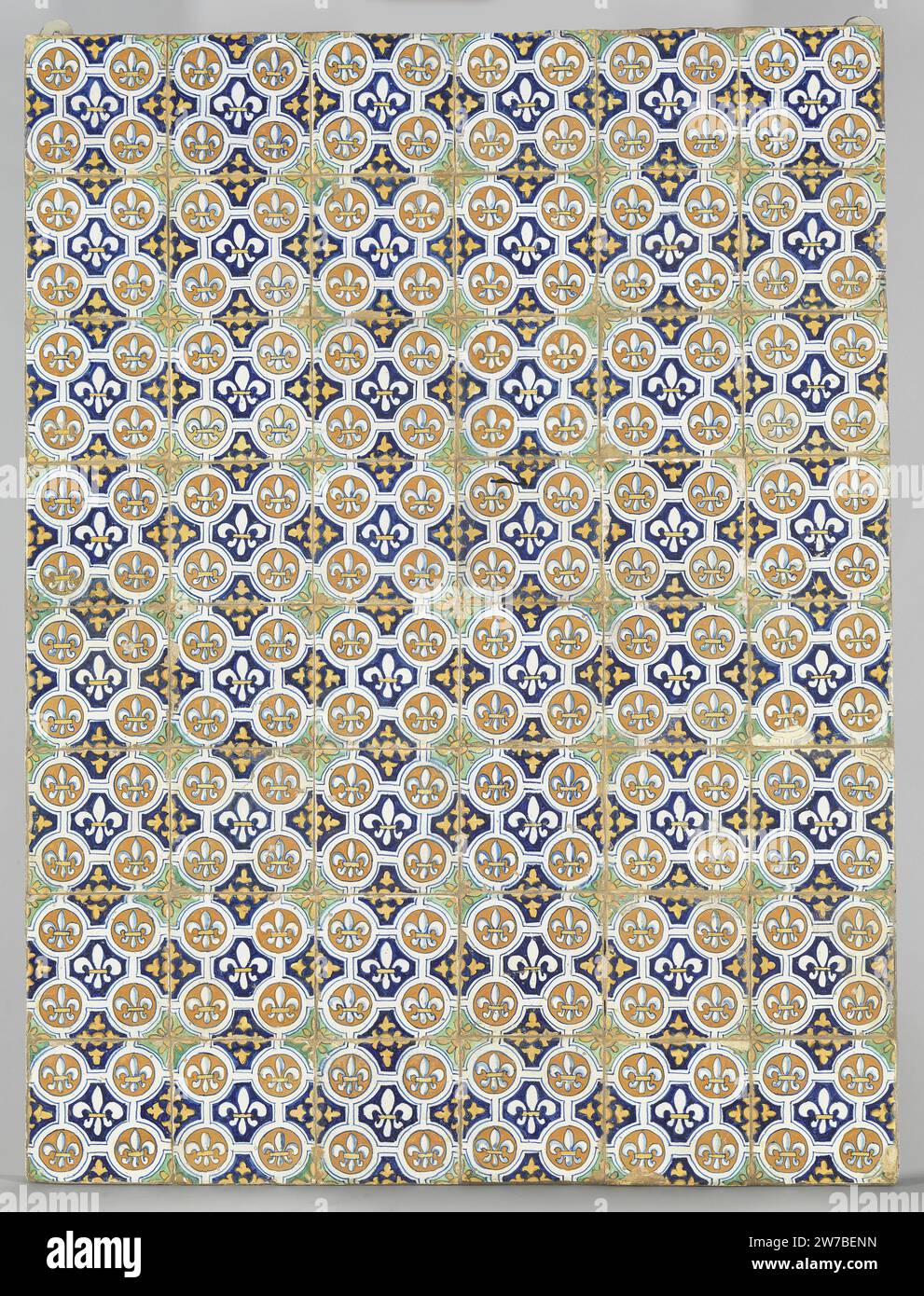 Field of forty -eight tiles with French lilies, anonymous, c. 1560 - c ...