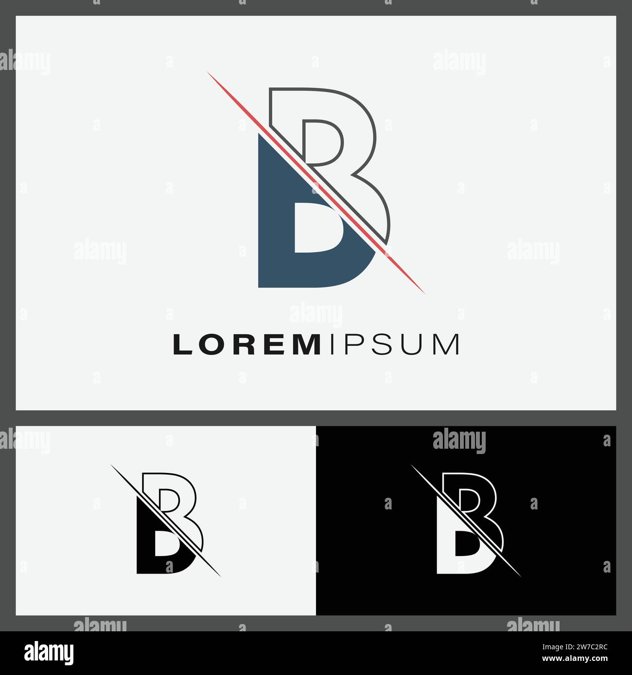 Letter B cutting logo icon with line cut in the middle. Creative ...