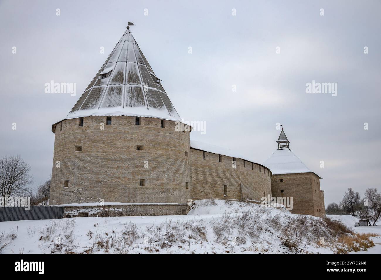 The Arrow and Gate towers of the Old Ladoga fortress. Staraya Ladoga ...