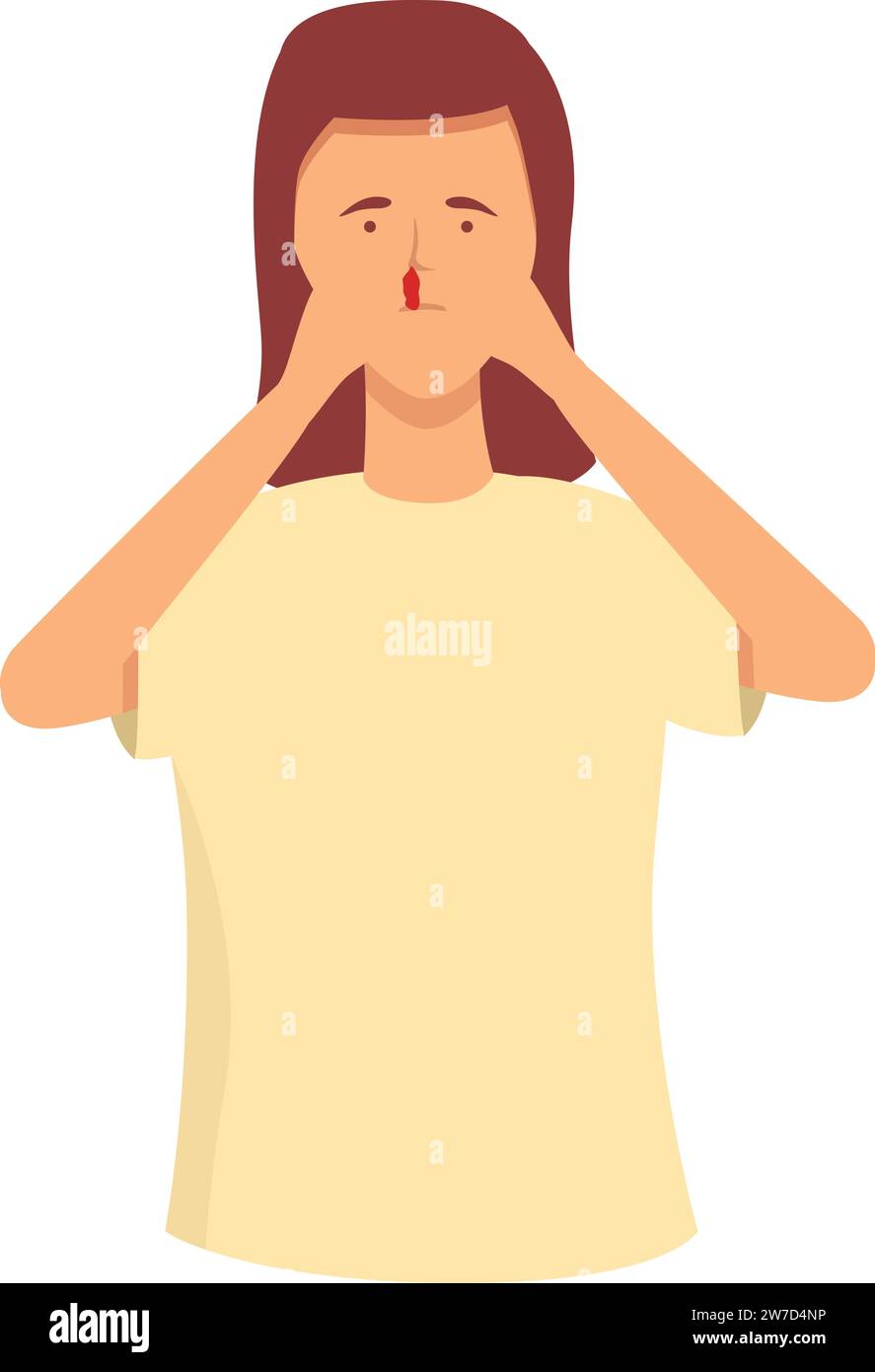 Girl nosebleed icon cartoon vector. Face sad disease. Pain infected Stock Vector Image & Art - Alamy