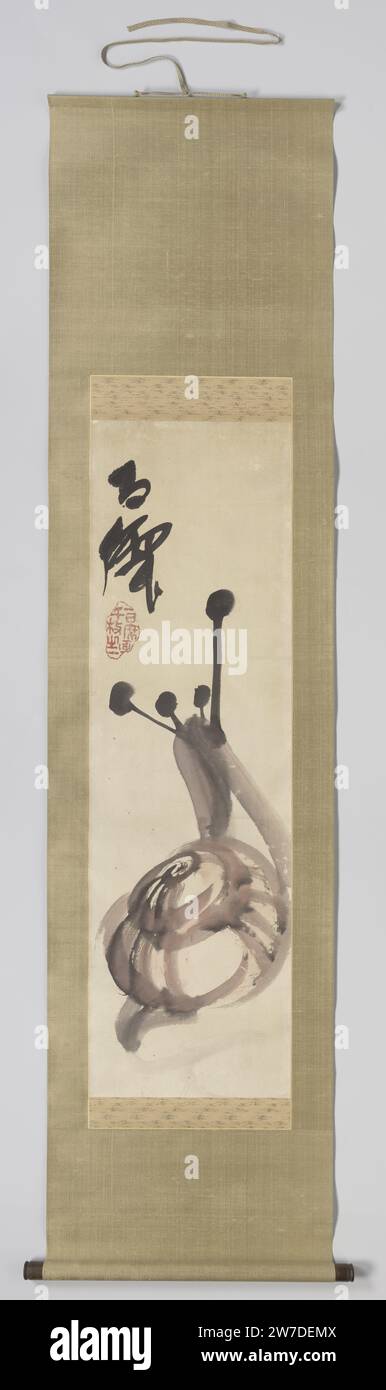 Snail, 1859 - 1918 Hanging roll painting in modern box. Japan paper ...