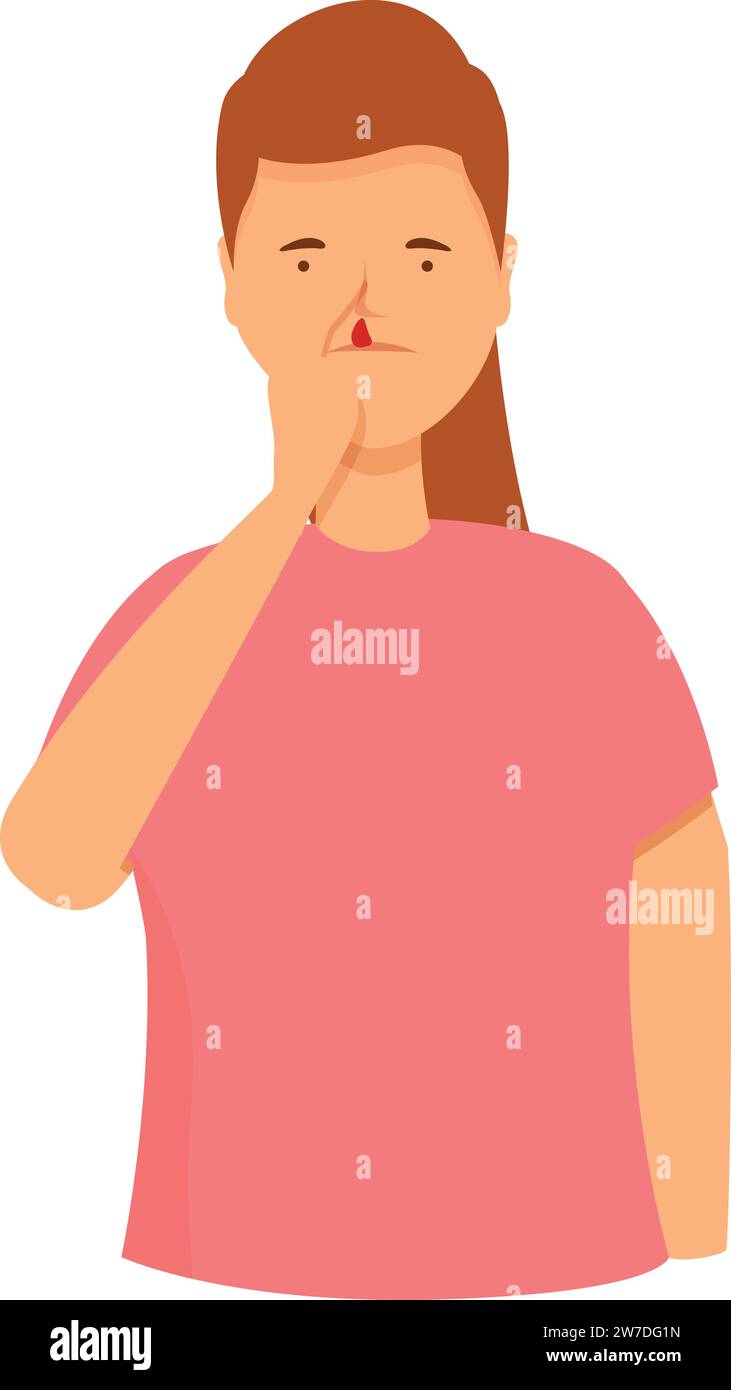Nosebleed problem icon cartoon vector. Girl nose pain. Infected blood Stock Vector Image & Art ...