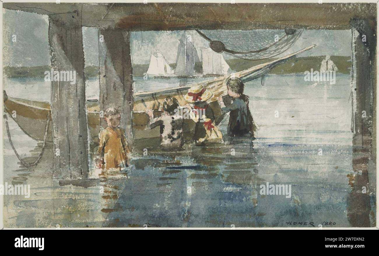 Winslow Homer - Children Playing under a Gloucester Wharf (1880 Stock ...