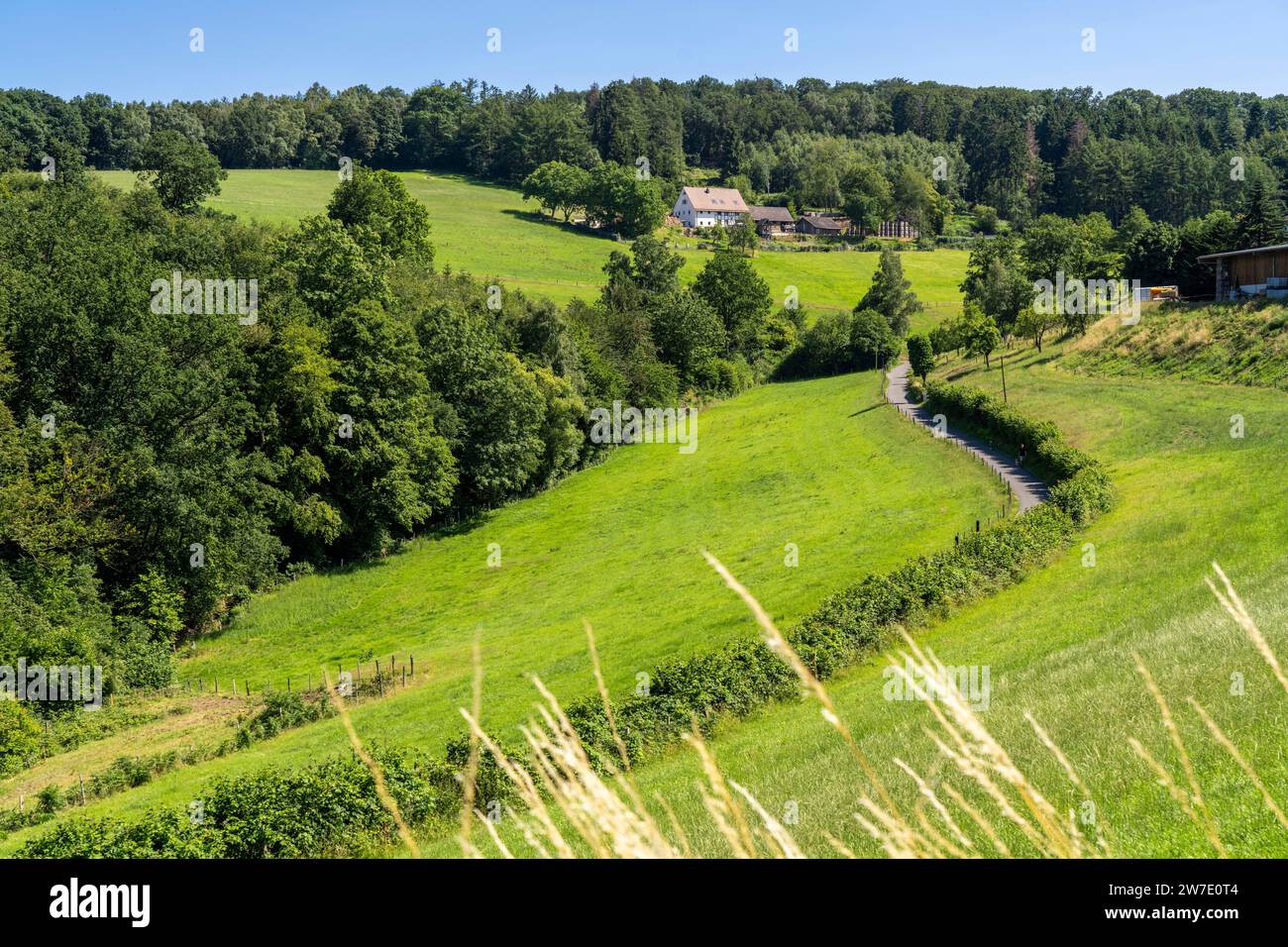 Elfringhauser Schweiz, landscape with half-timbered house near ...