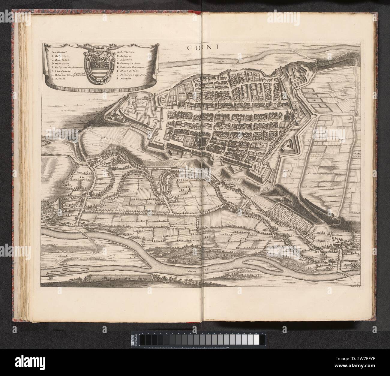 Map of Cuneo, 1691, 1729 Map with the Italian city of Cuneo (Coni) in a ...