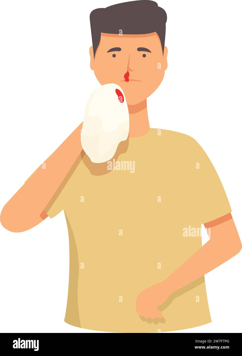 Cranium nosebleed icon cartoon vector. Patient sad disease. Vital fluid ...