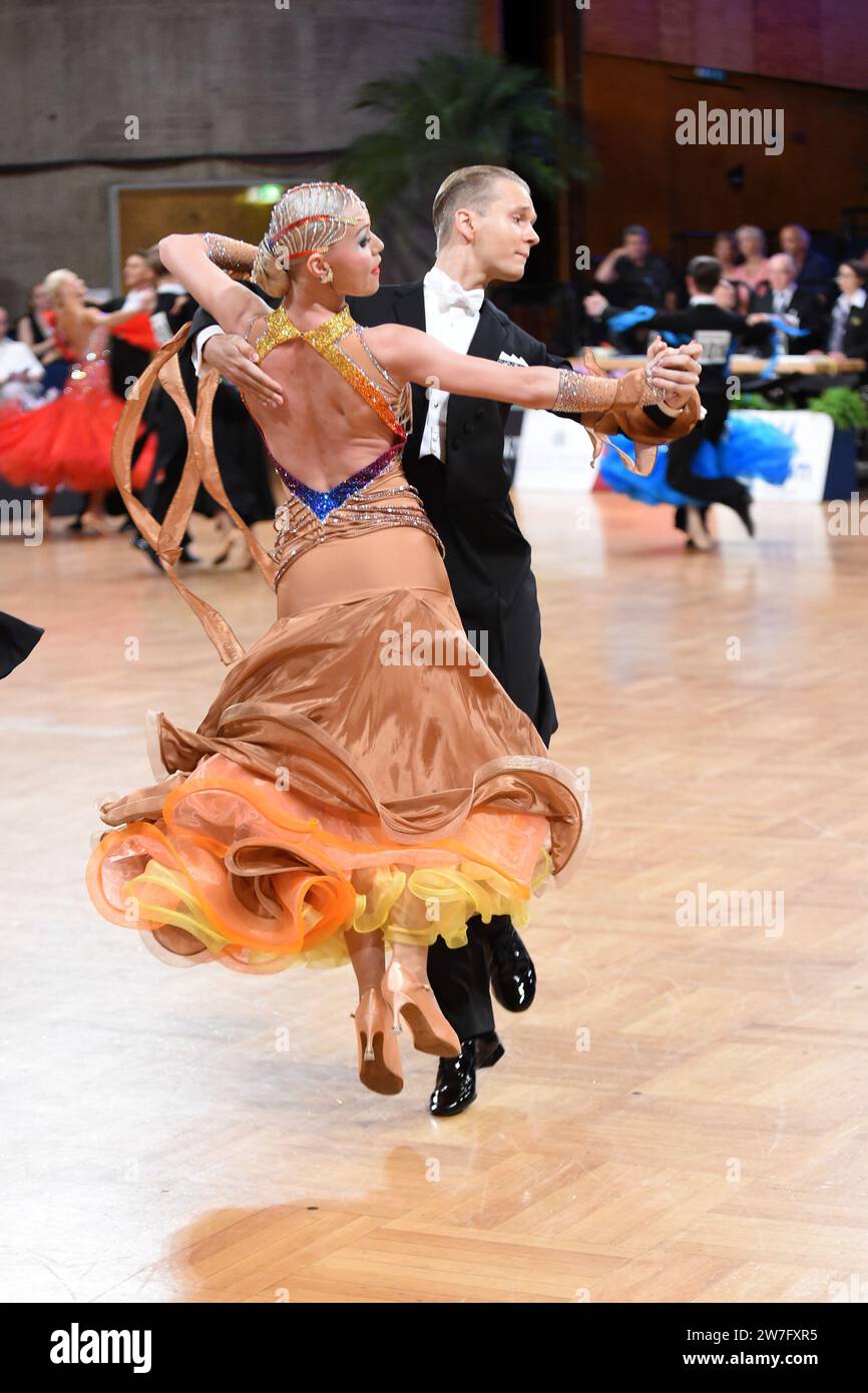 An unidentified dance couple in a dance pose during Grand Slam Standart ...