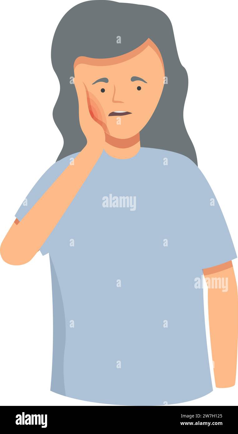 Sad mother toothache icon cartoon vector. Teeth caries injury. Patient ...