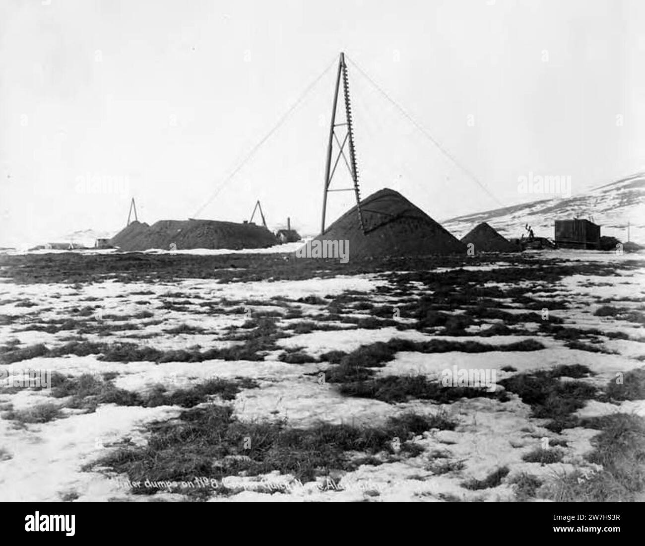 Winter mining dumps on Number 8 Copper Gulch near Nome, Alaska, April ...