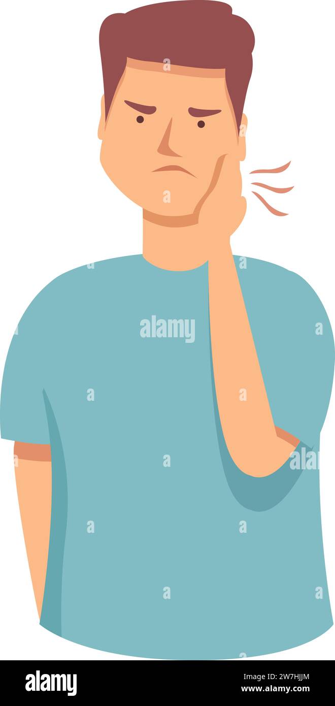 Boy toothache icon cartoon vector. Pain health dental. Teeth carries ...