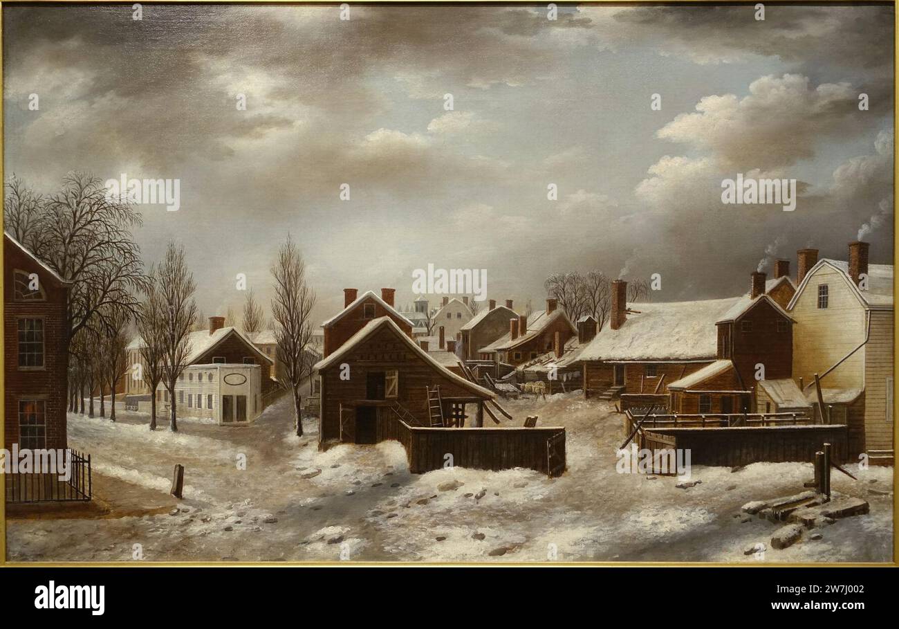 Winter Scene in Brooklyn, by Francis Guy, c. 1817-1820 Stock Photo - Alamy