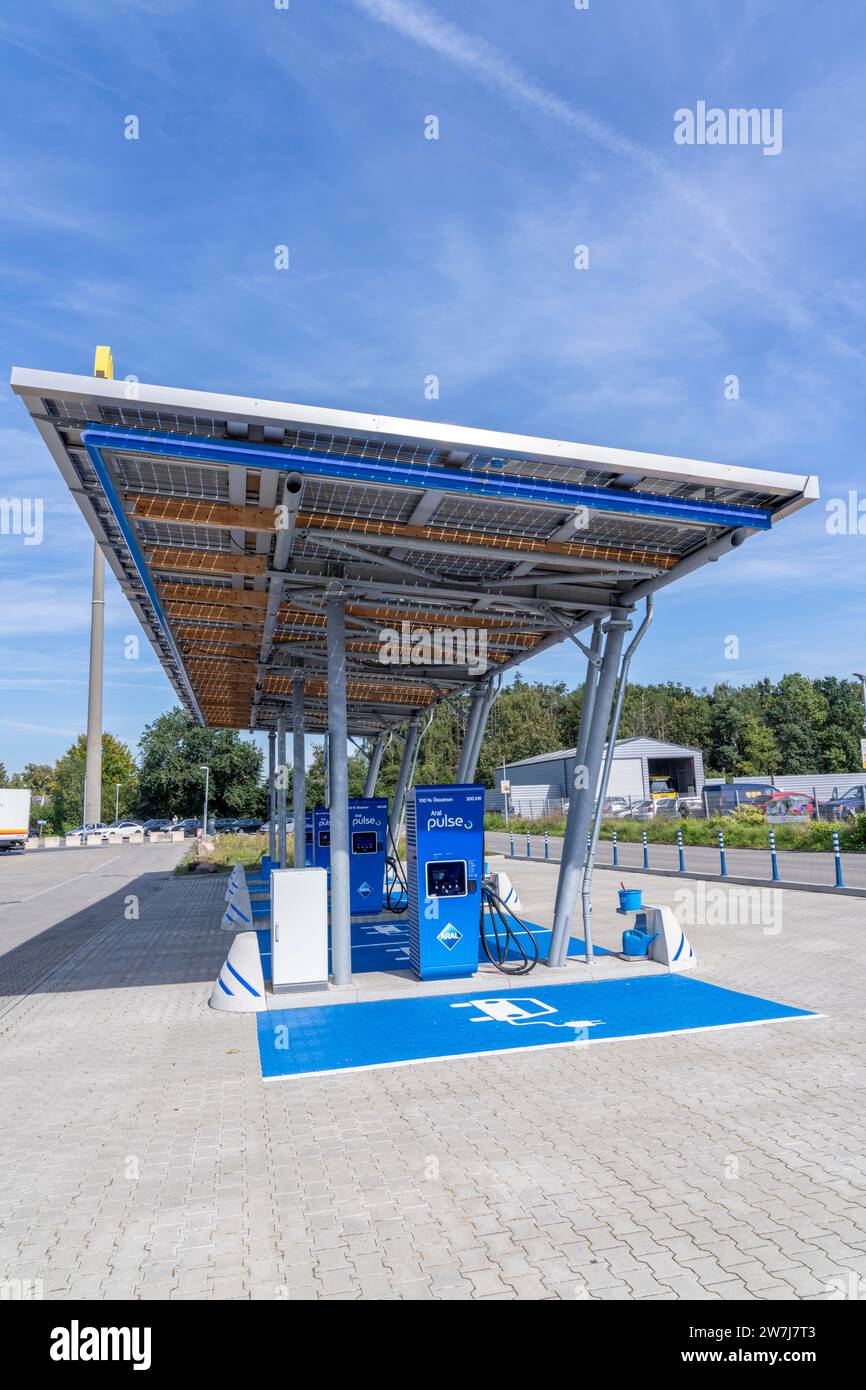ARAL pulse e-charging station on the A3 motorway, Rees junction, in ...