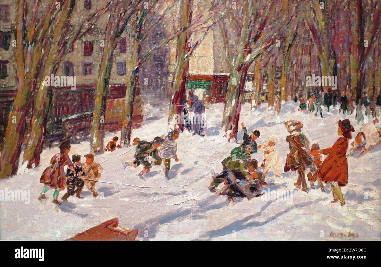 Winter, High Bridge Park by George Benjamin Luks, 1912-13 Stock Photo ...