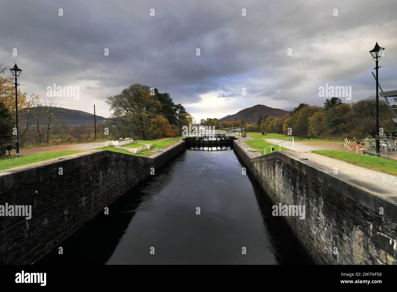 Autumn, Neptunes Staircase, a staircase lock on the Caledonian Canal at ...