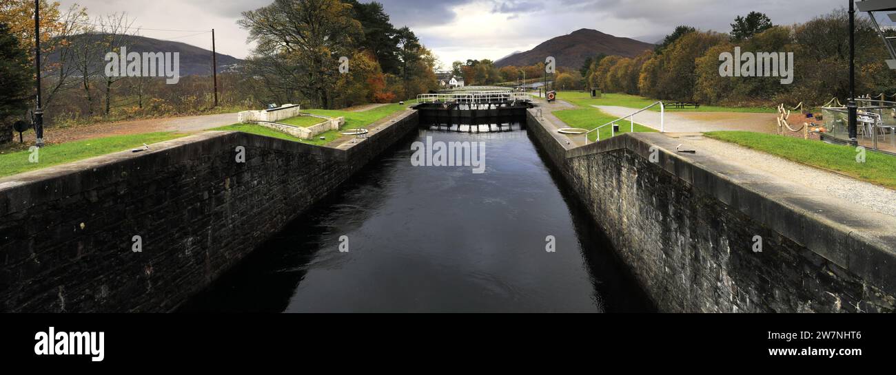 Autumn, Neptunes Staircase, a staircase lock on the Caledonian Canal at ...