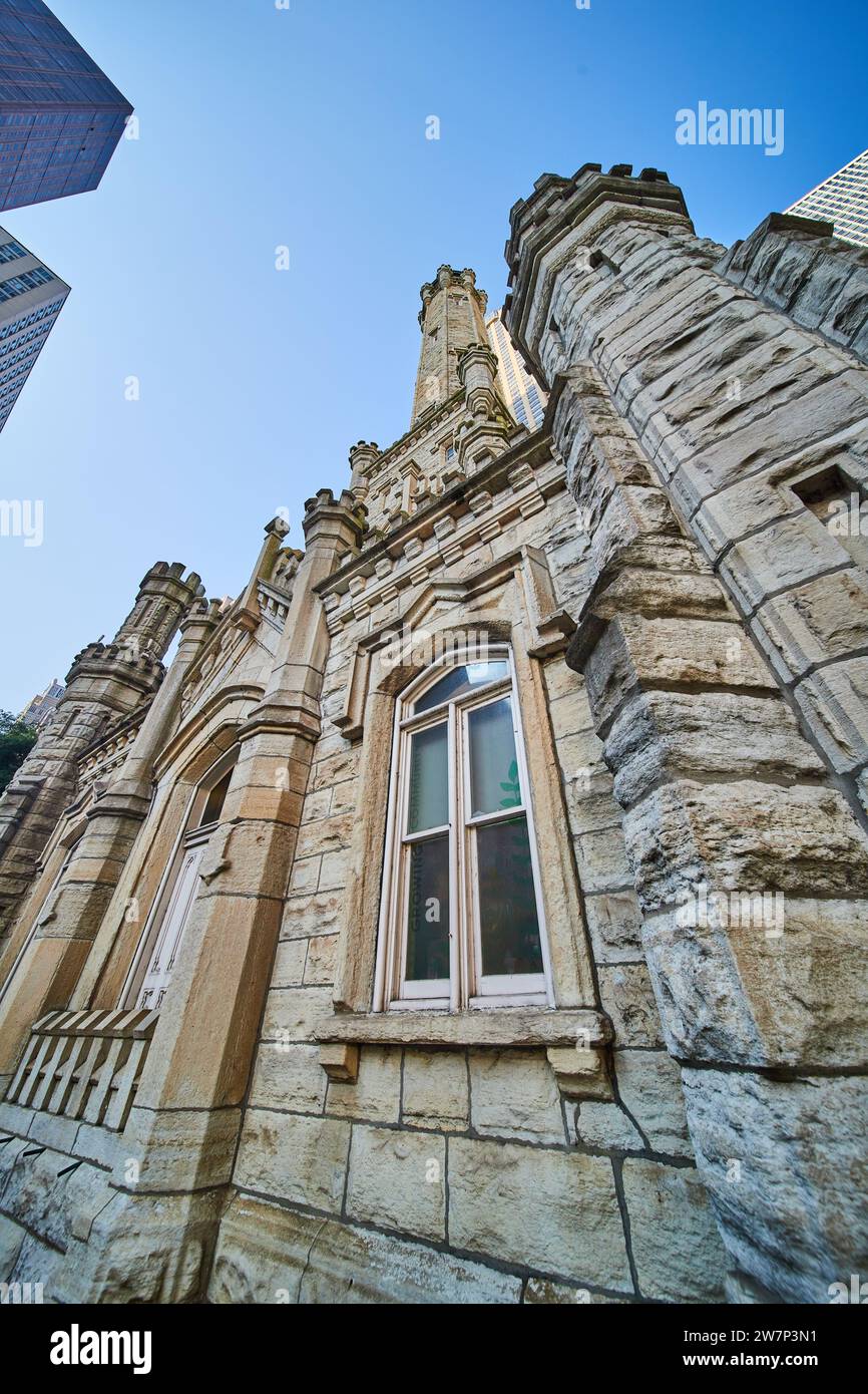 Chicago water tower, historic castle building with original ...