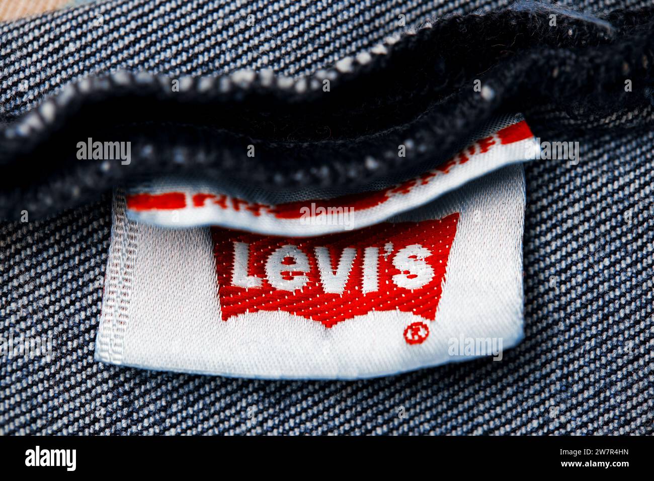 Close up of the of the label of new LEVI'S 501 Jeans on the inside ...