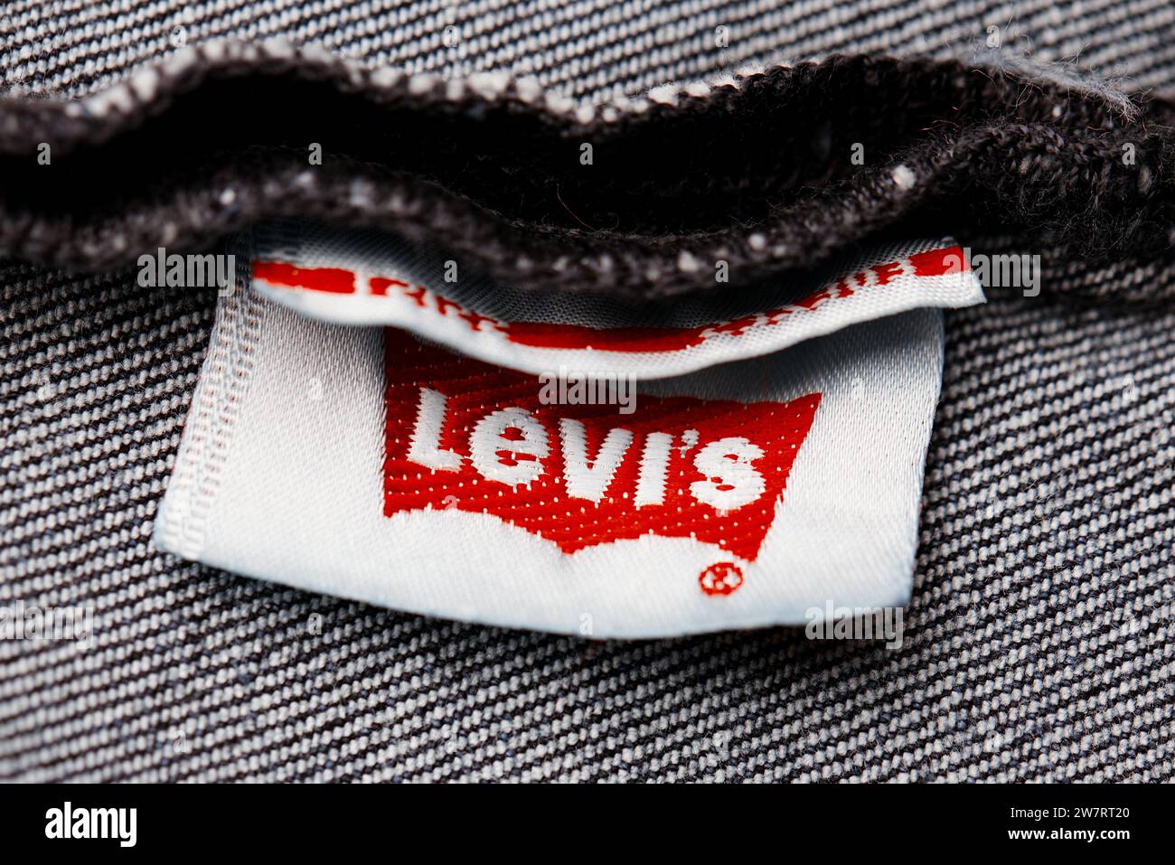 Close up of the of the label of new LEVI'S 501 Jeans on the inside ...