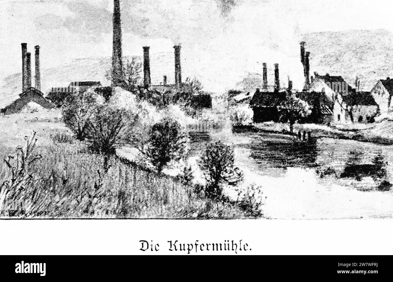 Scene of industrial border town Kupfermühle,Danish German border, 19th ...