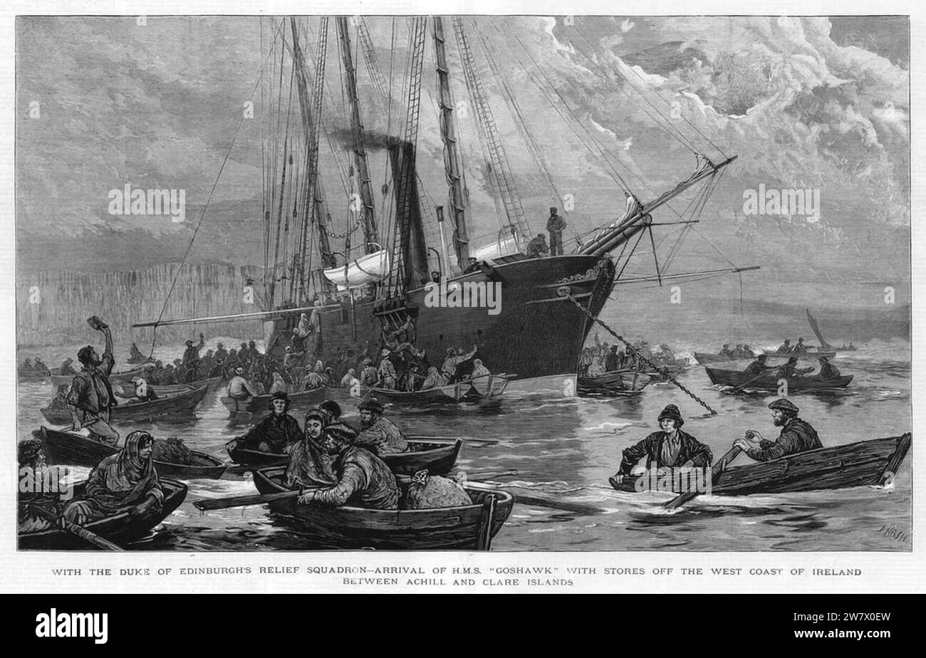 With the Duke of Edinburgh's Relief Squadron, arrival of HMS 'Goshawk ...