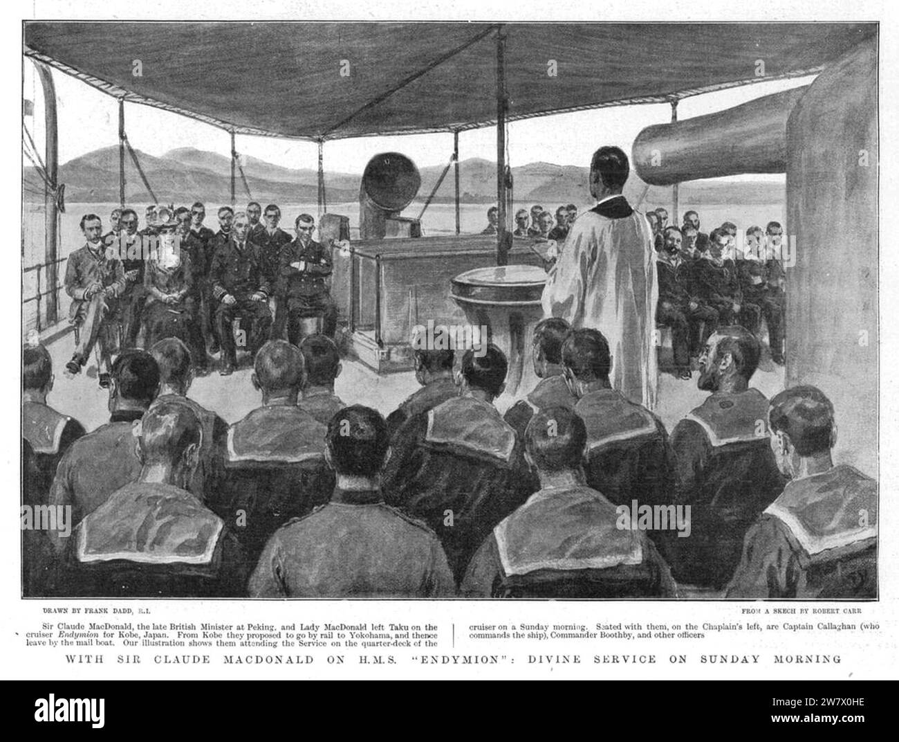 With Sir Claude MacDonald on HMS 'Endymion', Divine Service on Sunday ...