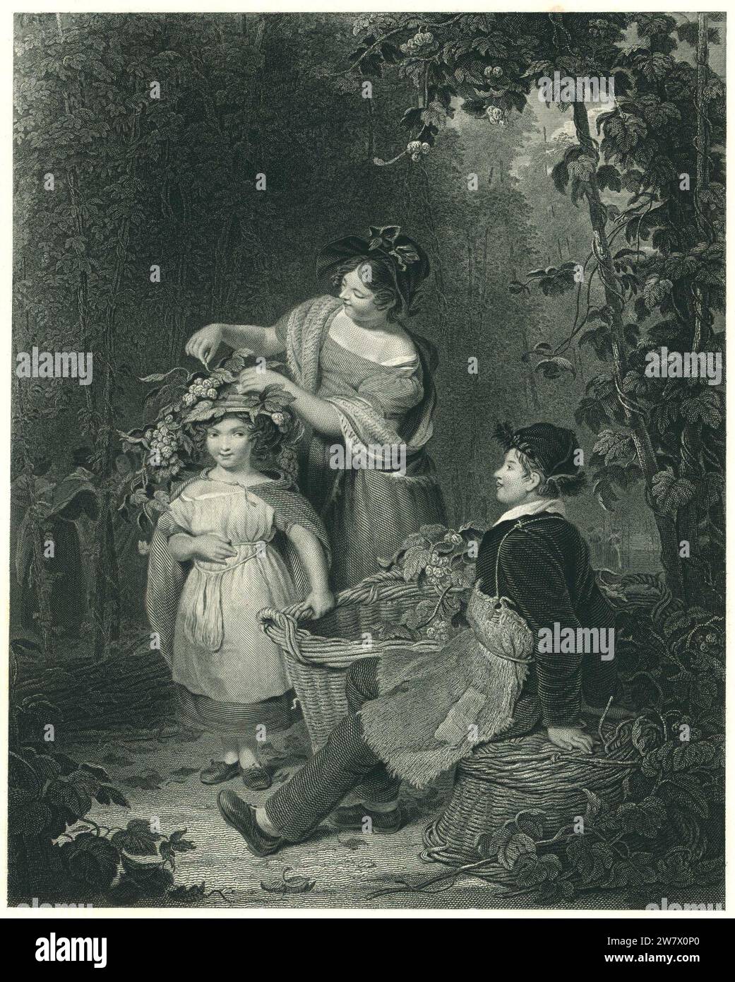 Witherington - La Couronne de Houblon - Steel Engraving Stock Photo - Alamy