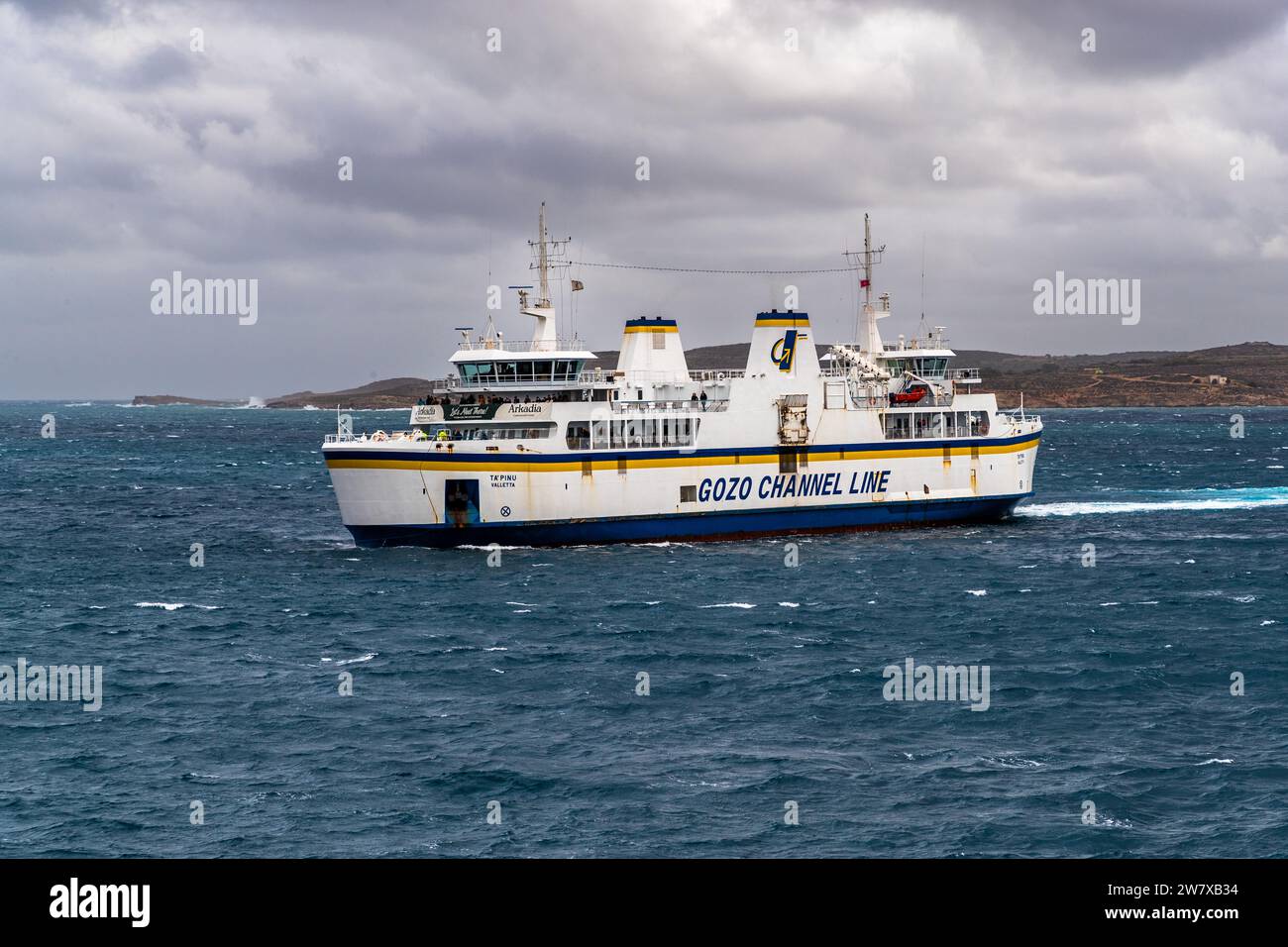 Ferry crossing between Gozo and Malta with the Gozo Channel Line past ...