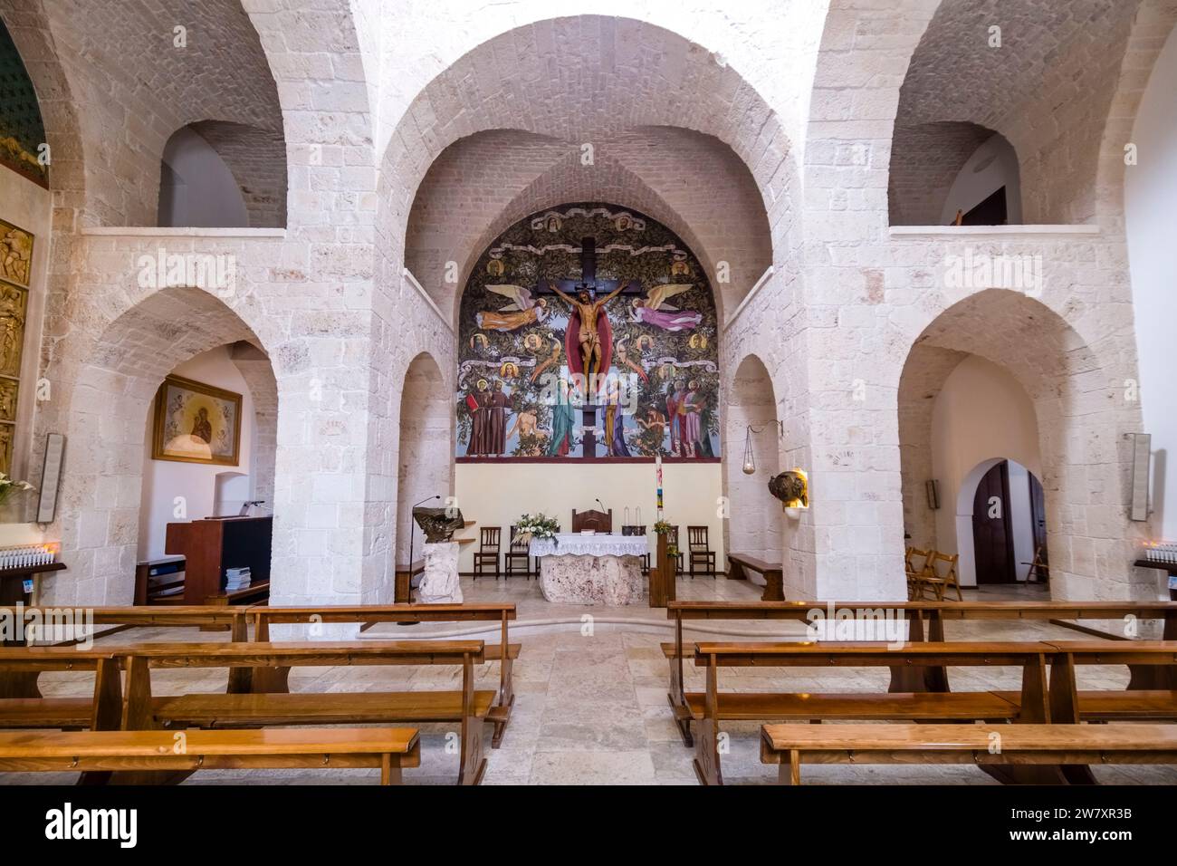 Interior design, altar and prayer benches inside the church Sanctuary ...
