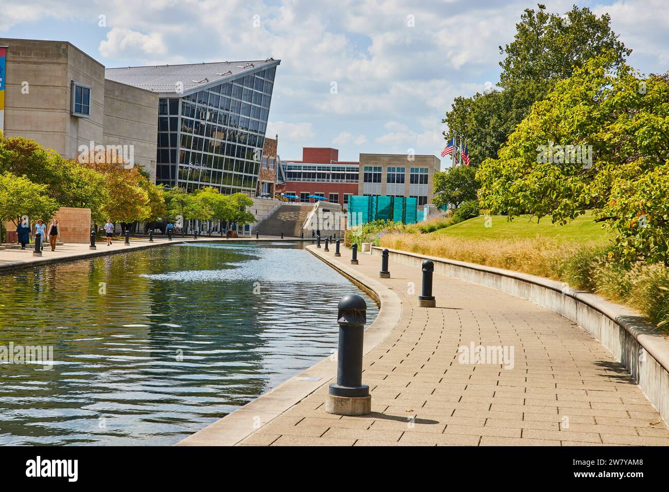 Indianapolis Waterfront Promenade with Modern Architecture and Leisure ...