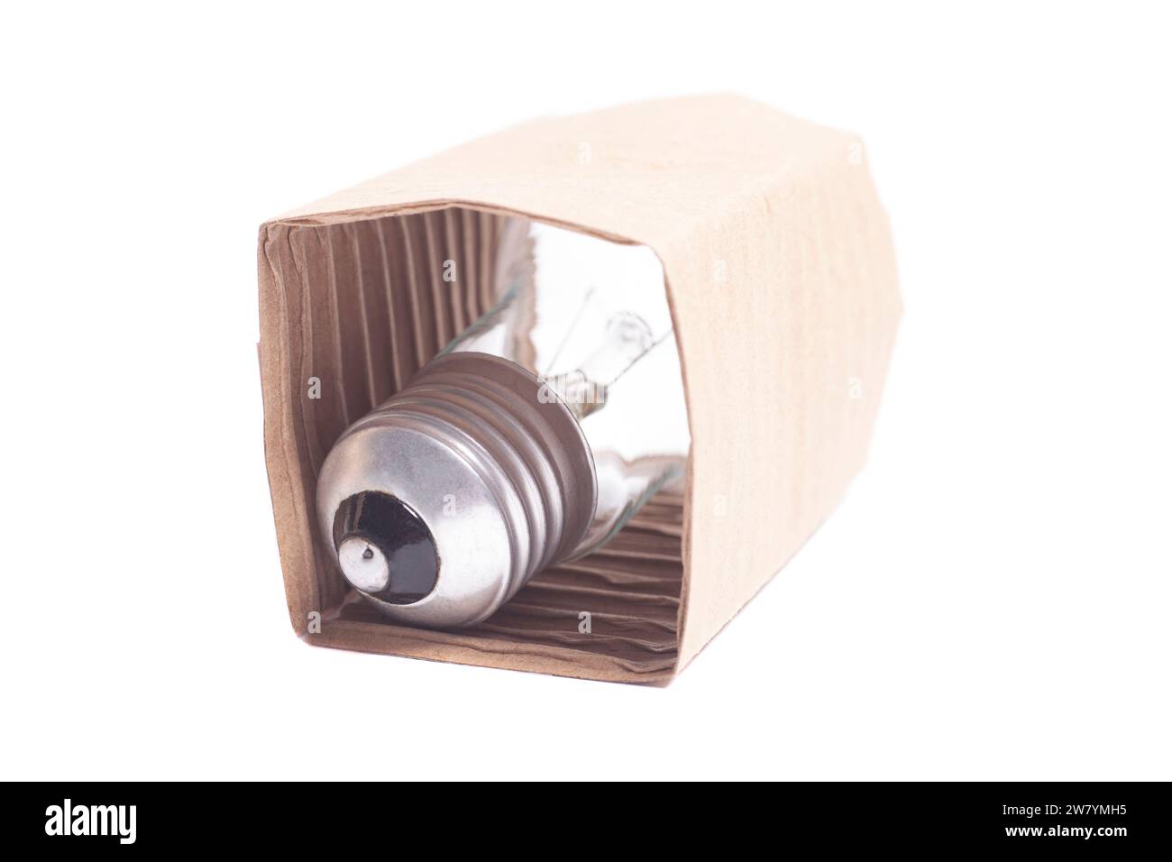 light bulb in cardboard box isolated on white background Stock Photo ...