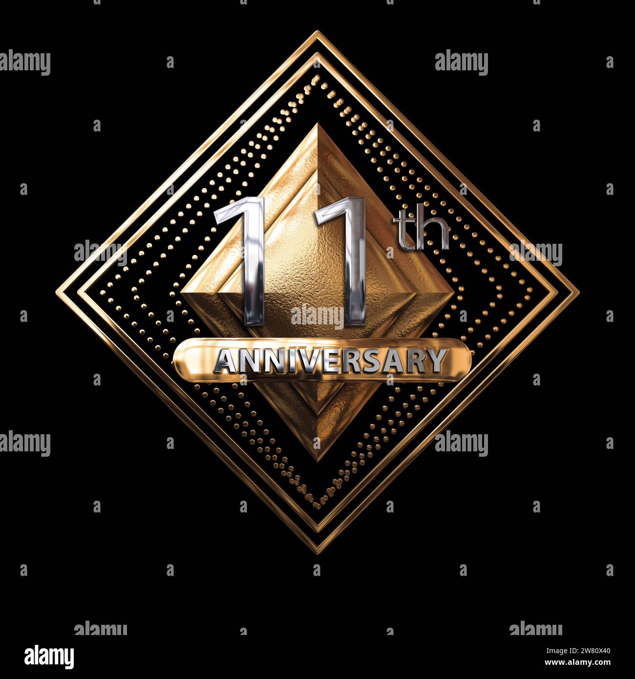 11 years anniversary golden symbol with silver Stock Photo - Alamy