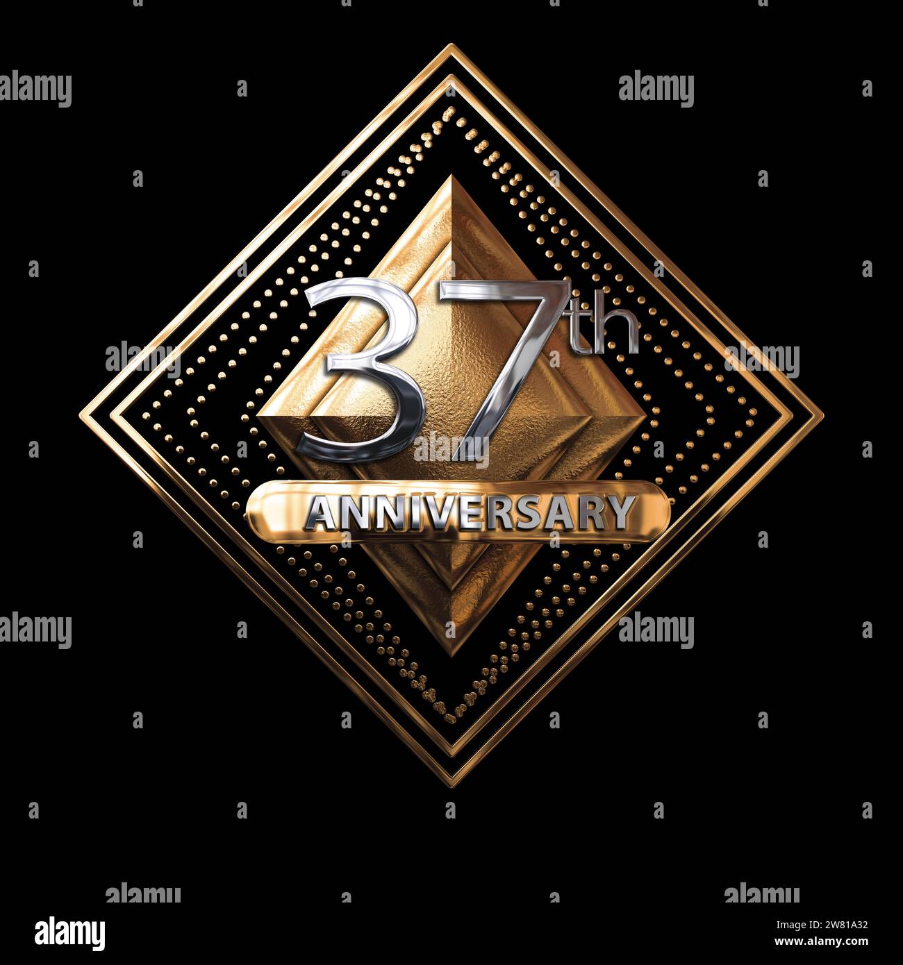 37 years anniversary golden symbol with silver Stock Photo - Alamy