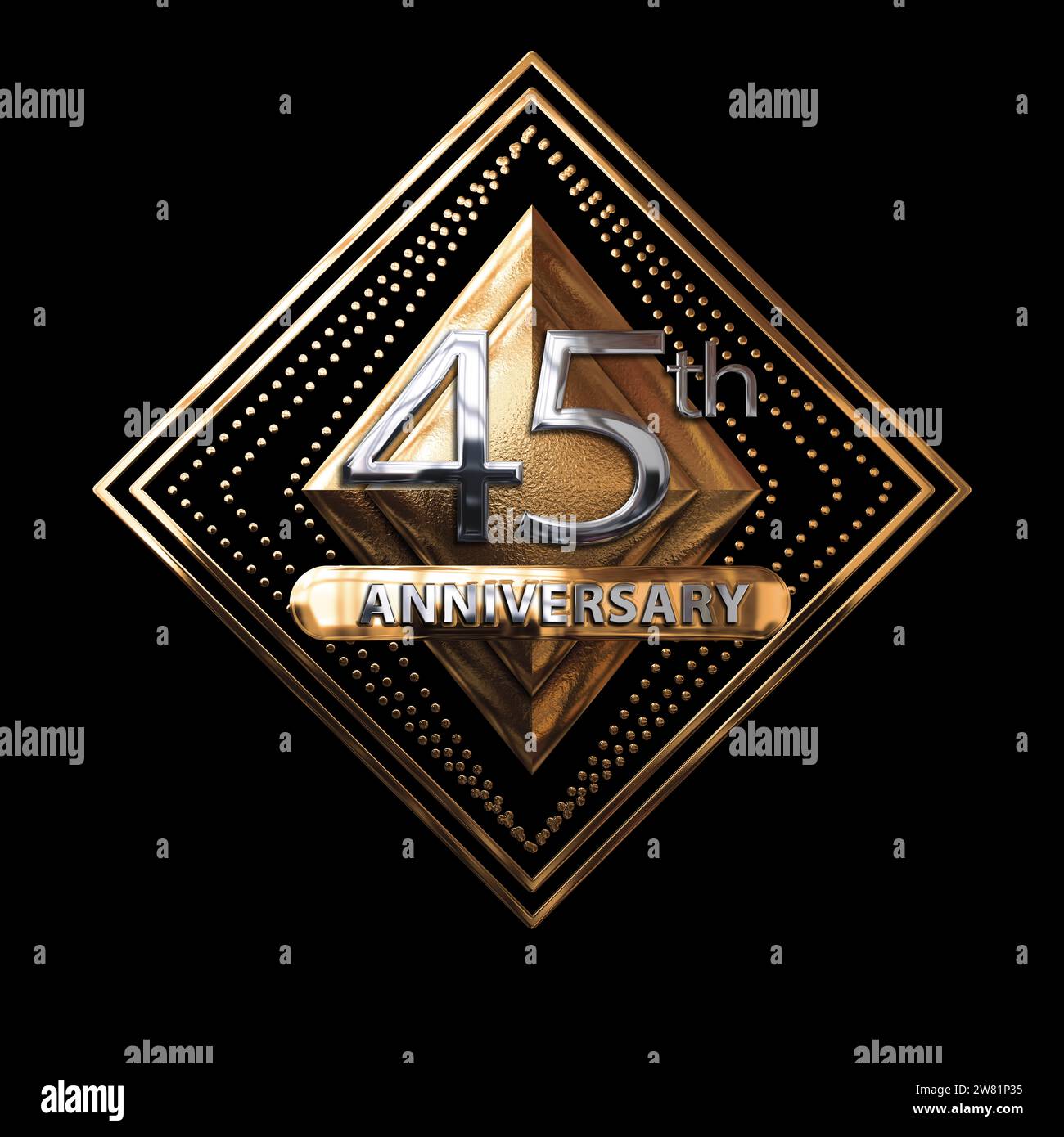 45 years anniversary golden symbol with silver Stock Photo - Alamy