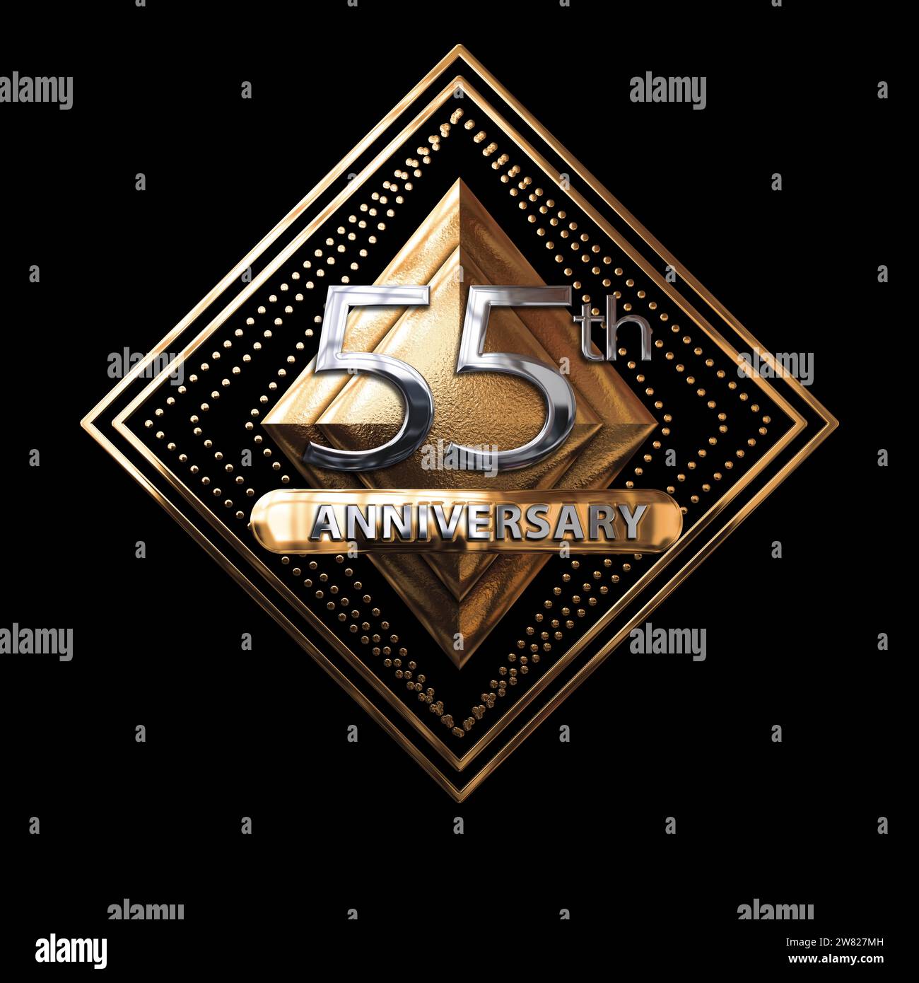 55 years anniversary golden symbol with silver Stock Photo - Alamy