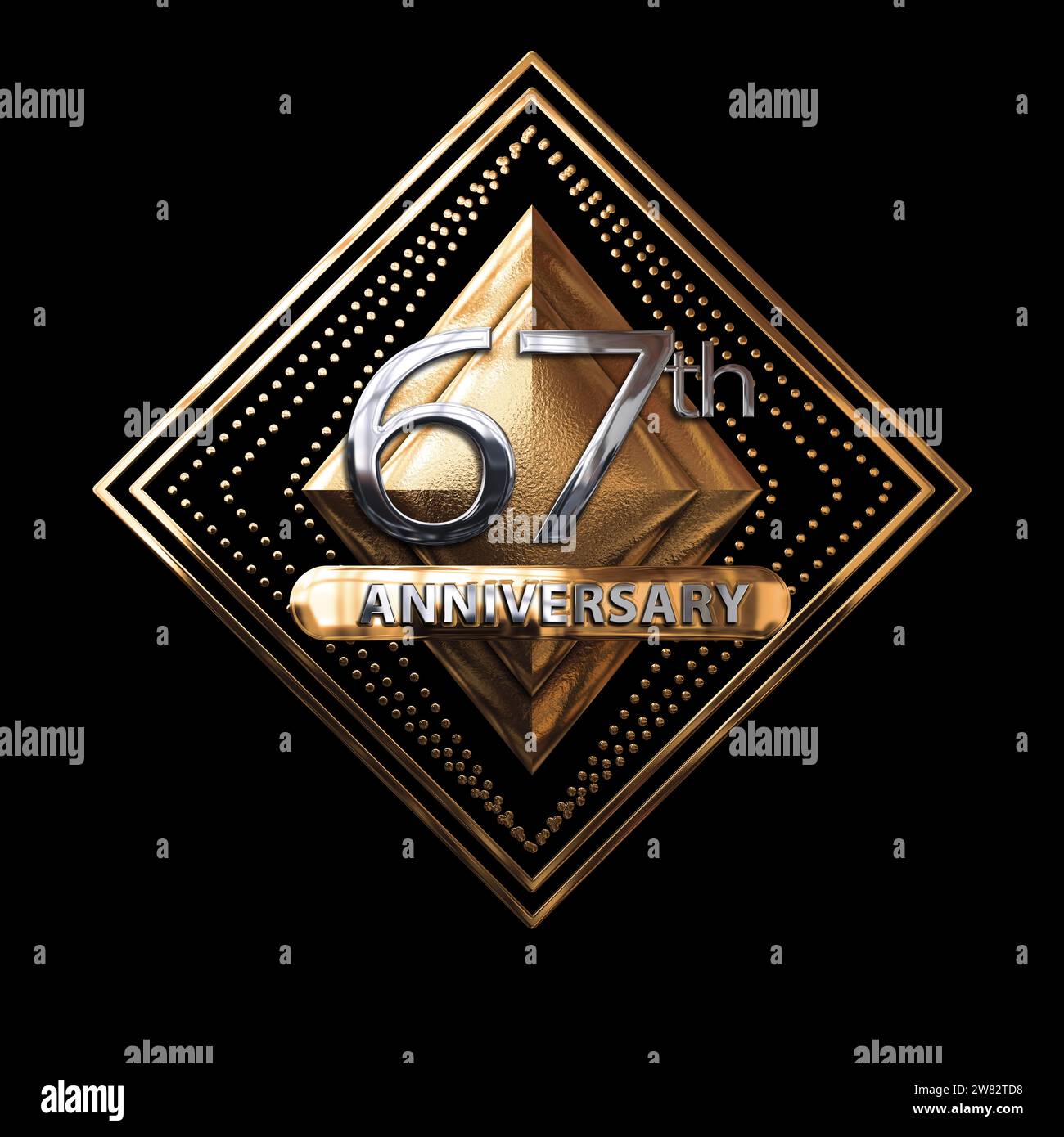 67 years anniversary golden symbol with silver Stock Photo - Alamy