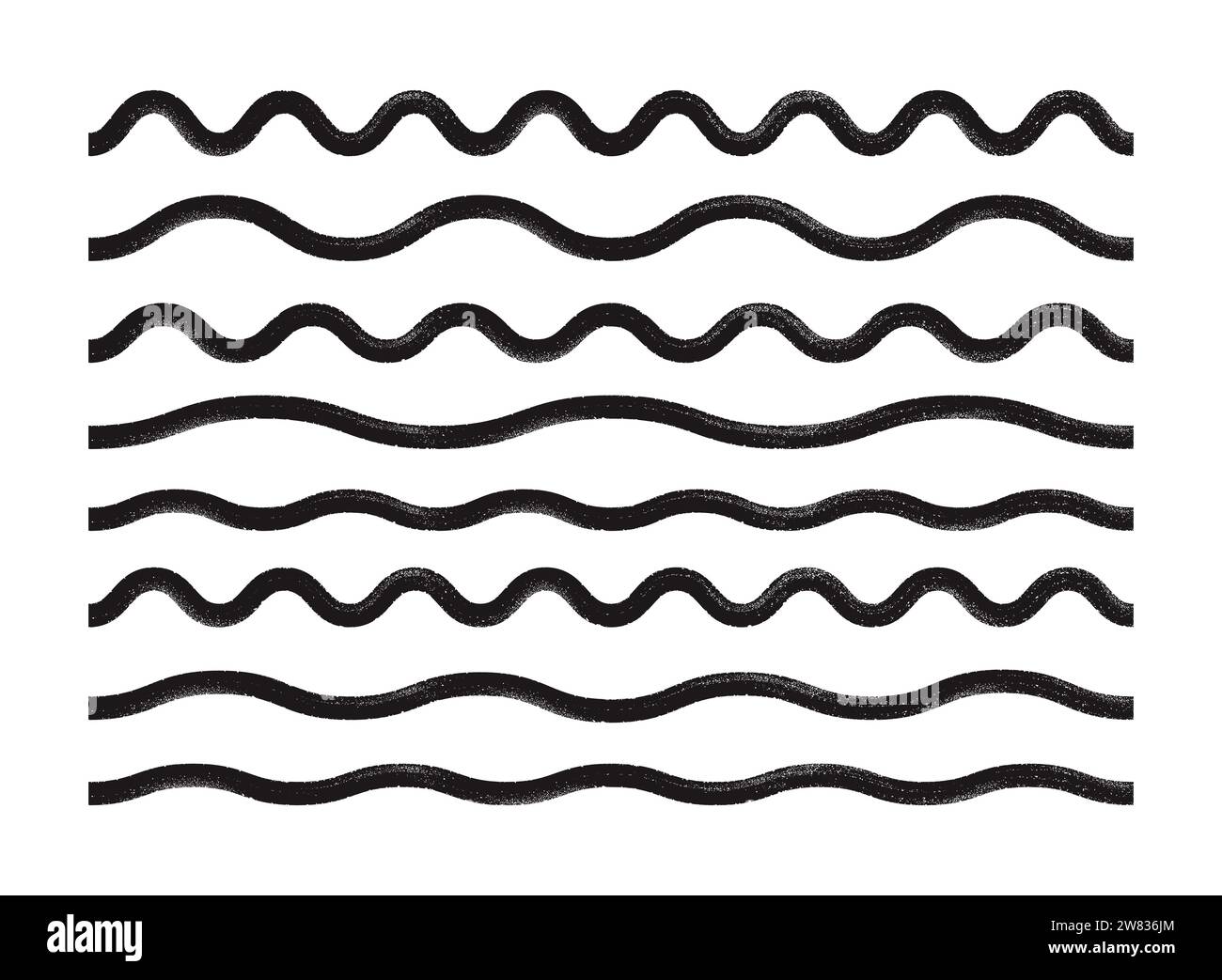 Black bold grunge wavy lines. Abstract zigzag textured brush wave ...