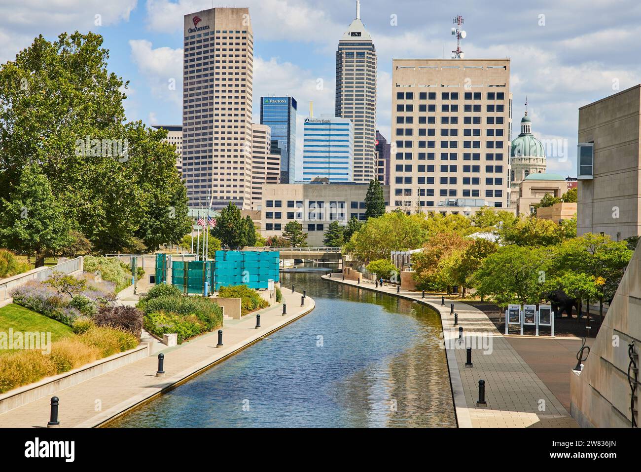 Indianapolis Skyline and Canal Walkway in Daylight Stock Photo - Alamy