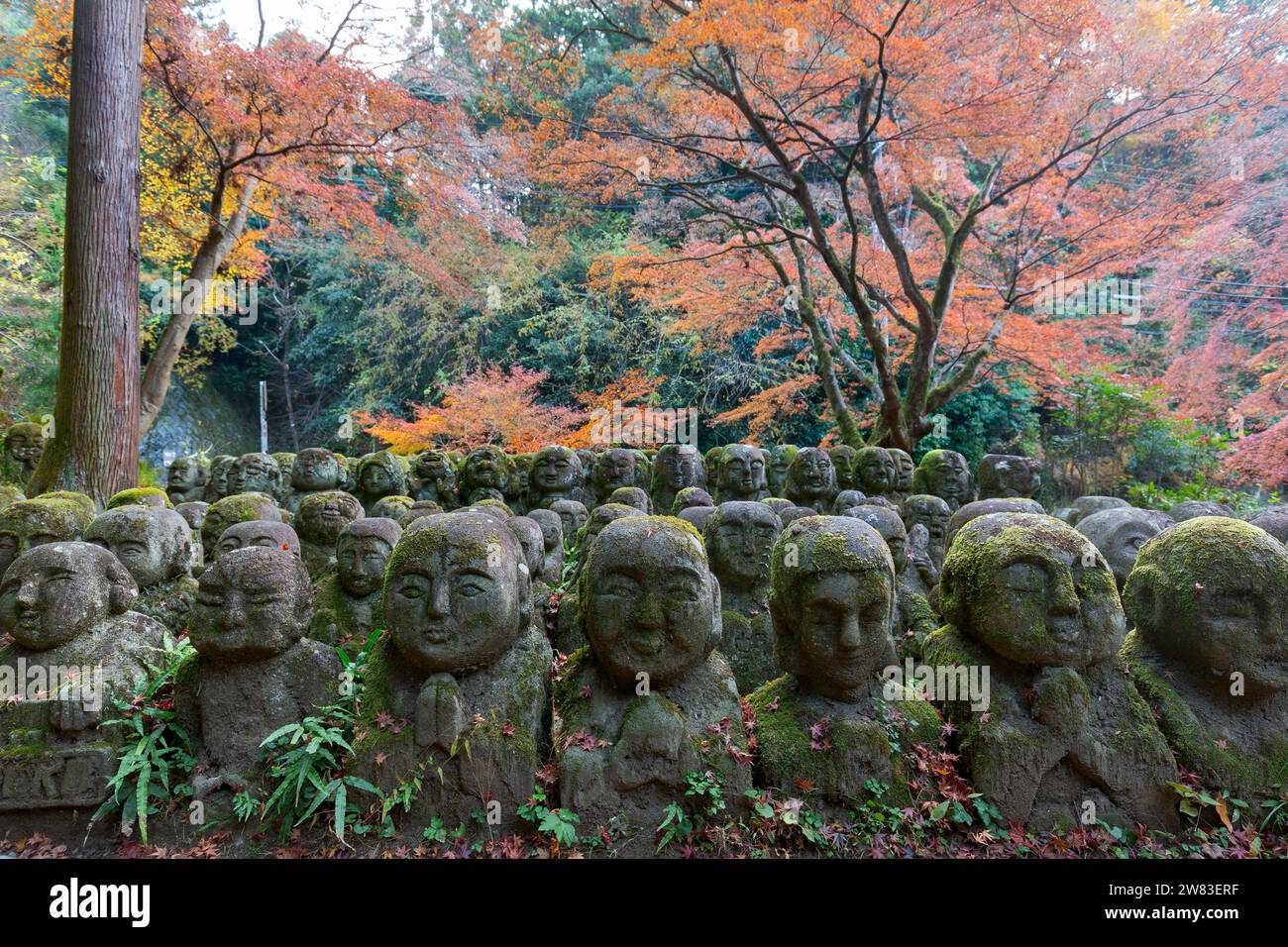 Small statues of the Otagi Nenbutsu-ji temple in Kyoto Stock Photo - Alamy