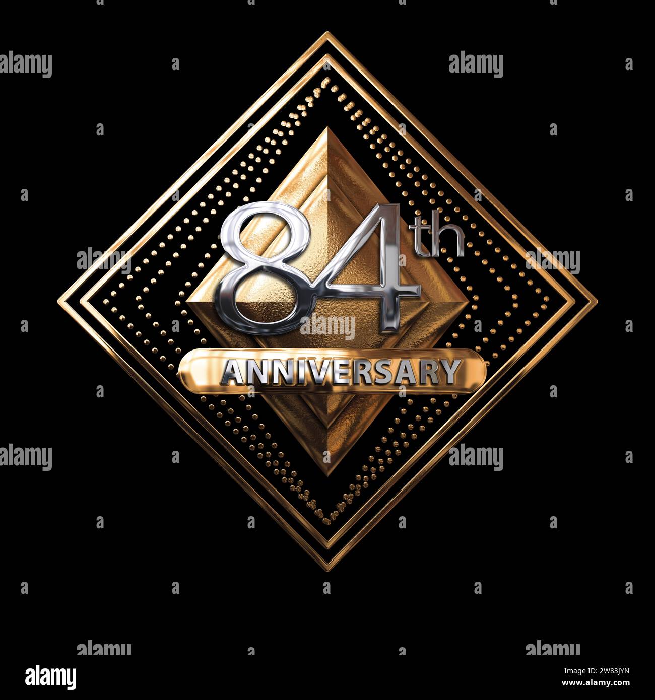 84 years anniversary golden symbol with silver Stock Photo - Alamy