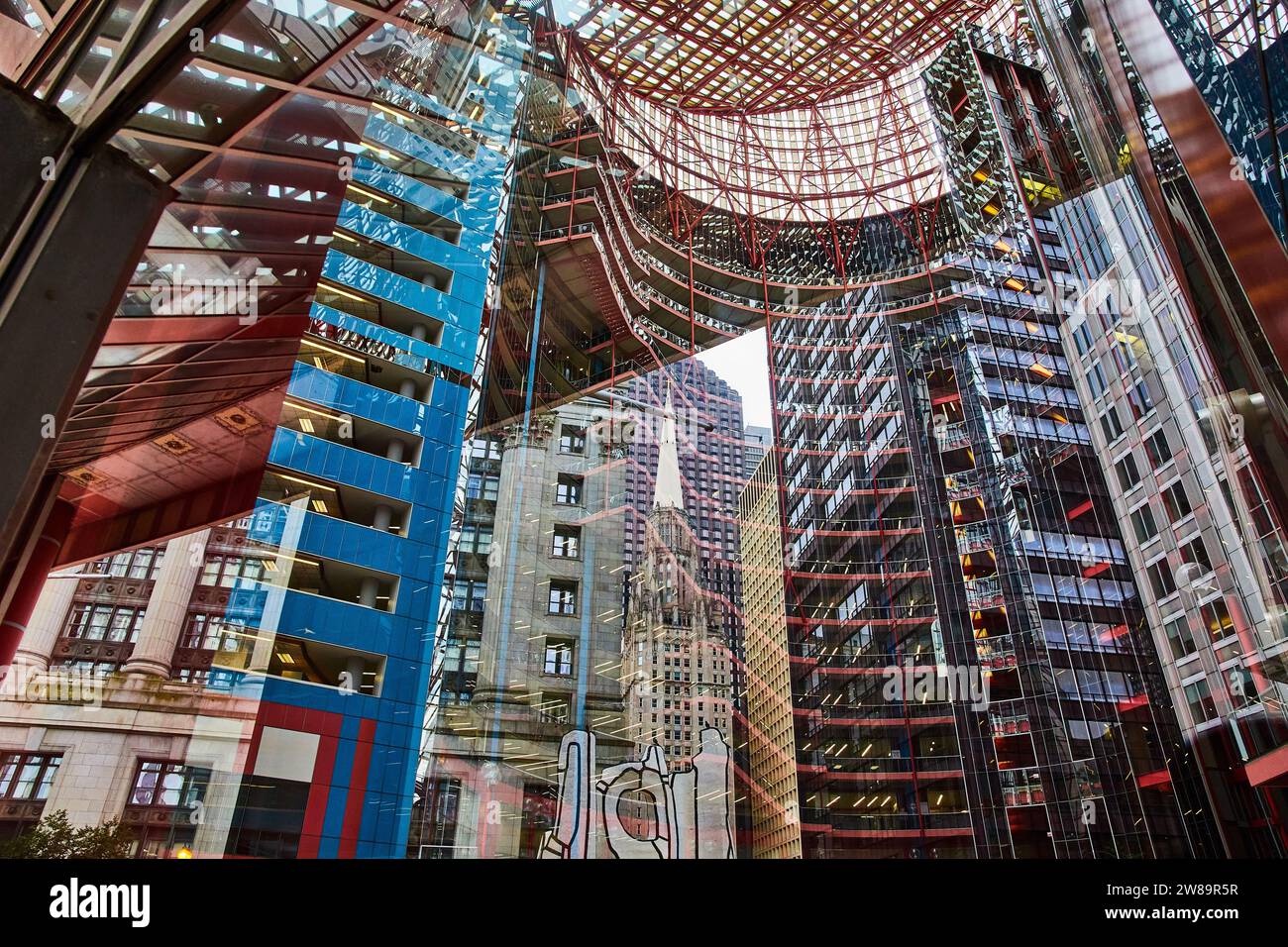 Chicago skyscrapers with overlay of reflection with James R Thompson ...