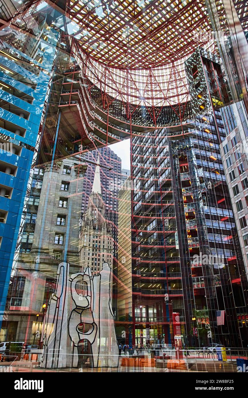 Chicago skyscrapers with overlay of reflection of James R Thompson ...