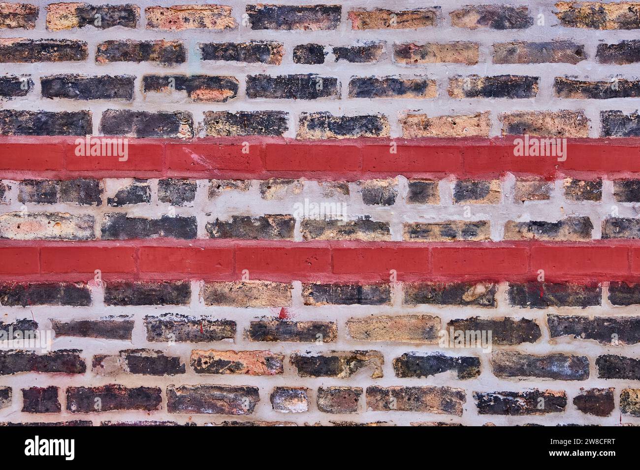 Fading brick wall background asset with two horizontal red brick lines ...