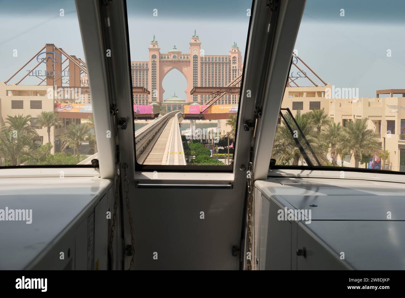 Elevated view of Atlantis, The Palm from the Palm Jumeirah Monorail at ...