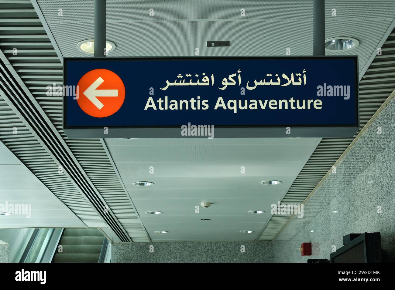 Palm Jumeirah Monorail metro station signage for Atlantis Aquaventure ...