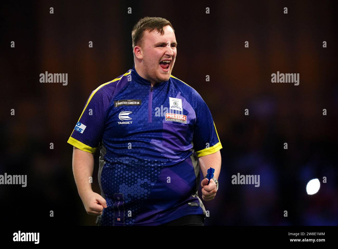 Luke Littler reacts during his match against Andrew Gilding (not ...