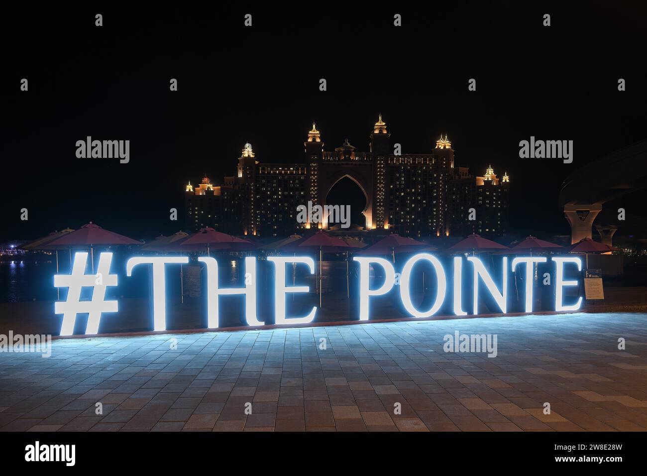 The Pointe sign with the Atlantis, The Palm hotel in background at Palm ...