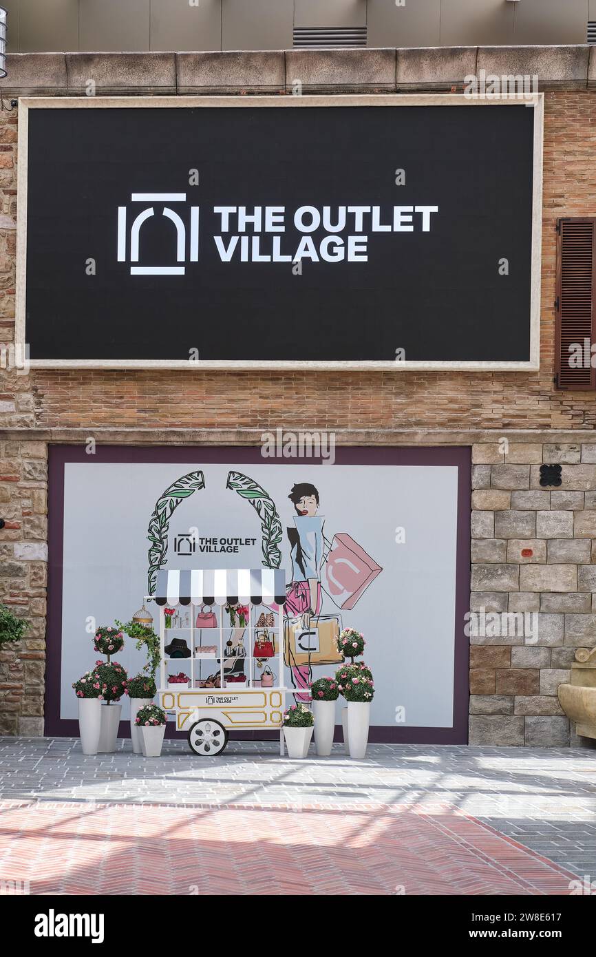 The interior of the Italian style Outlet Village shopping mall in Dubai ...