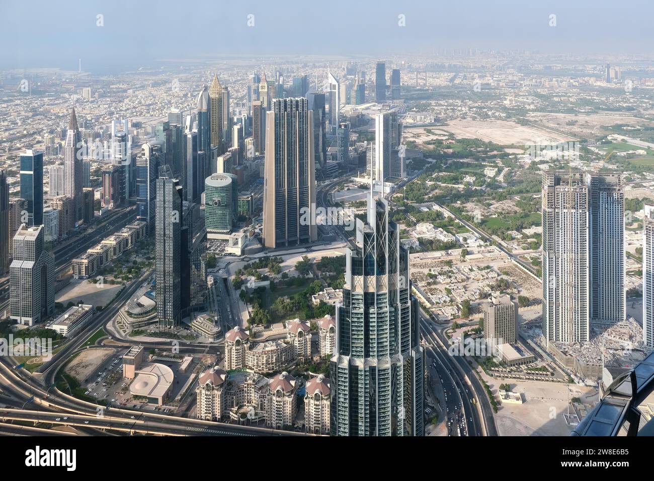 Panoramic daytime view of Dubai skyscrapers from At The Top, Burj ...
